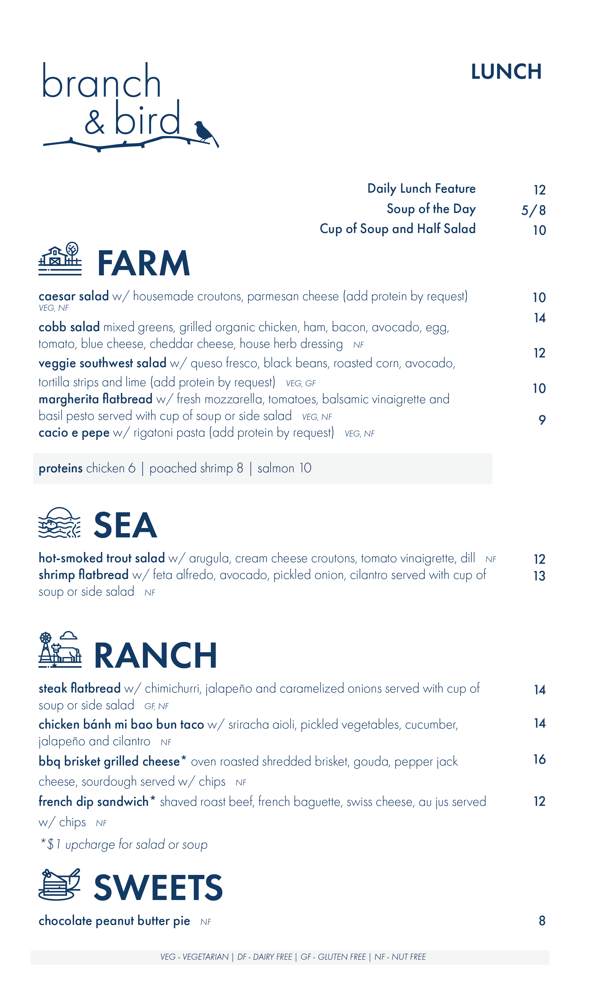 Menus – Branch & Bird