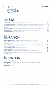Menus – Branch & Bird
