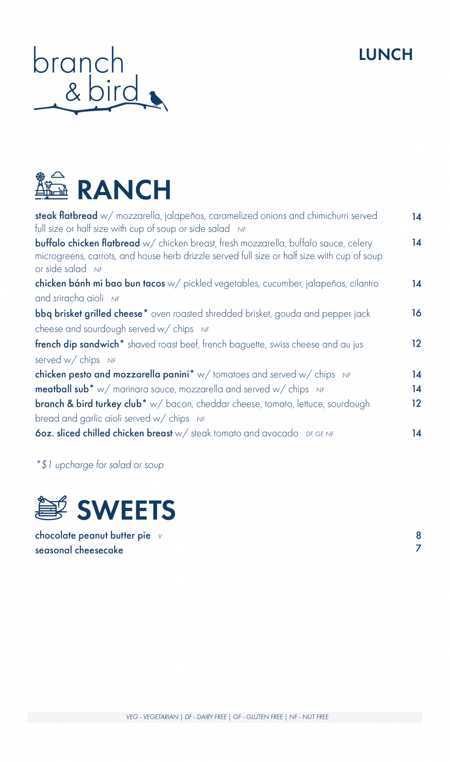 Menus – Branch & Bird