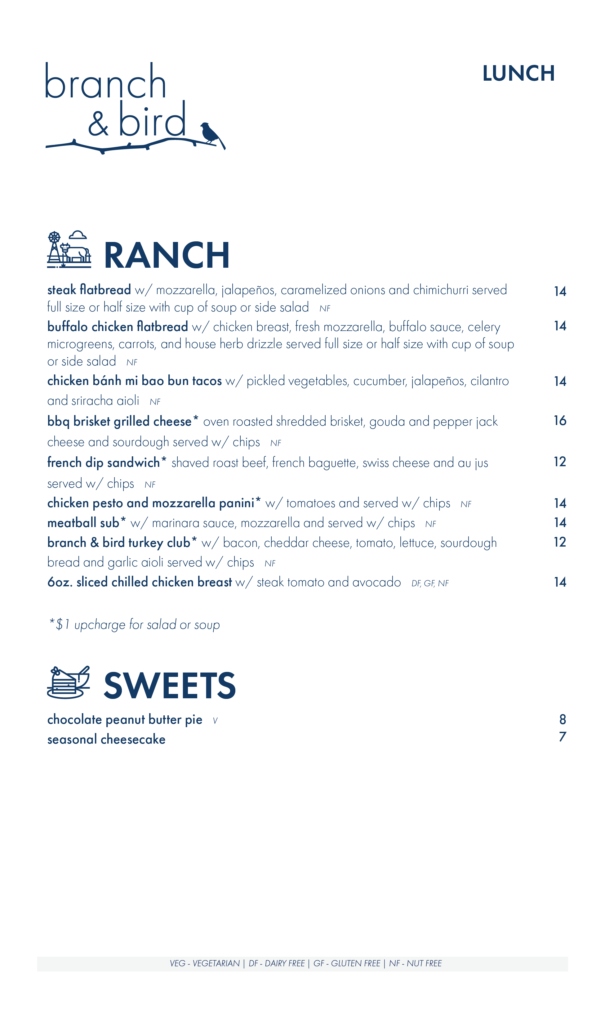 Menus – Branch & Bird