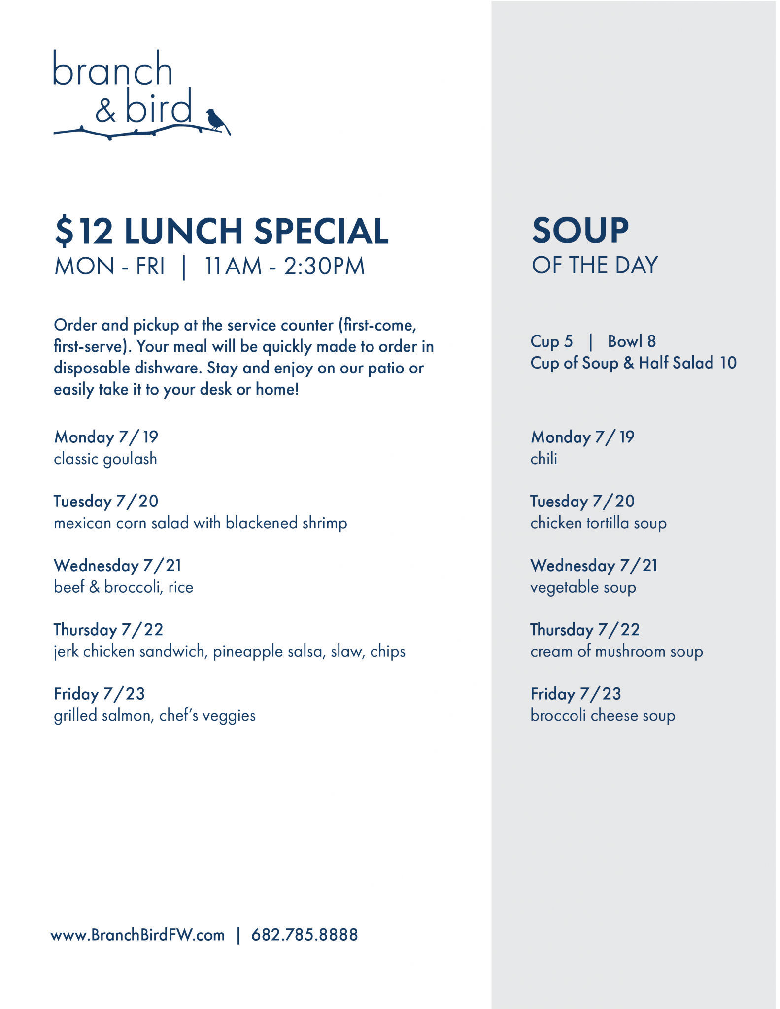 Menus – Branch & Bird