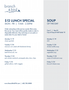 Menus – Branch & Bird