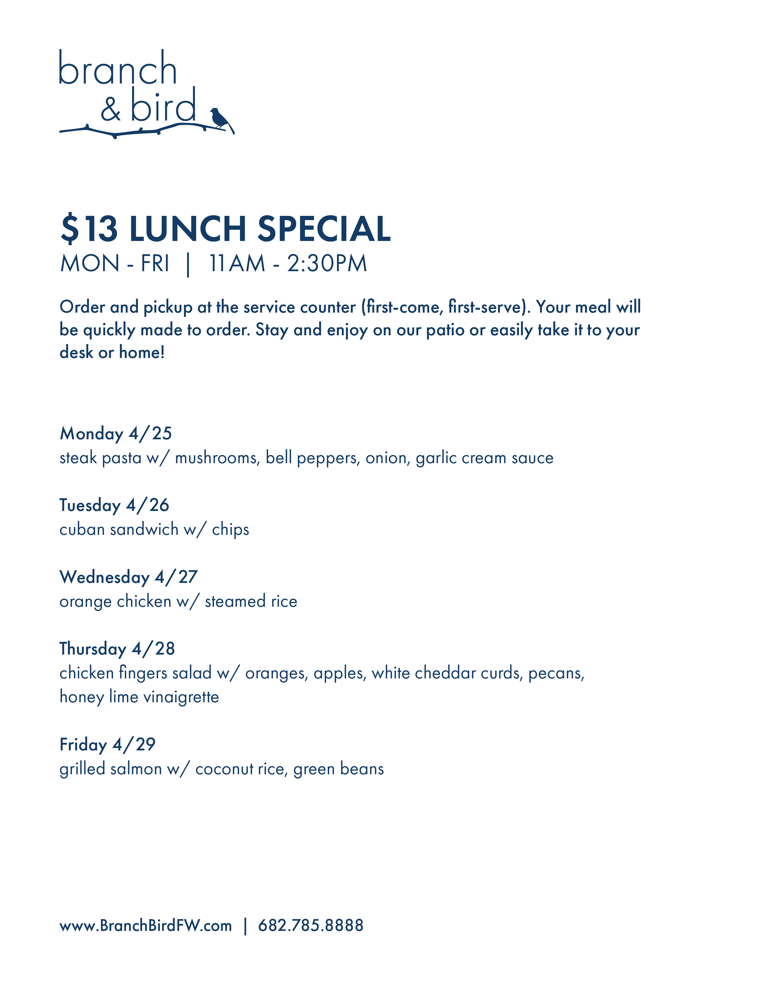 Menus – Branch & Bird