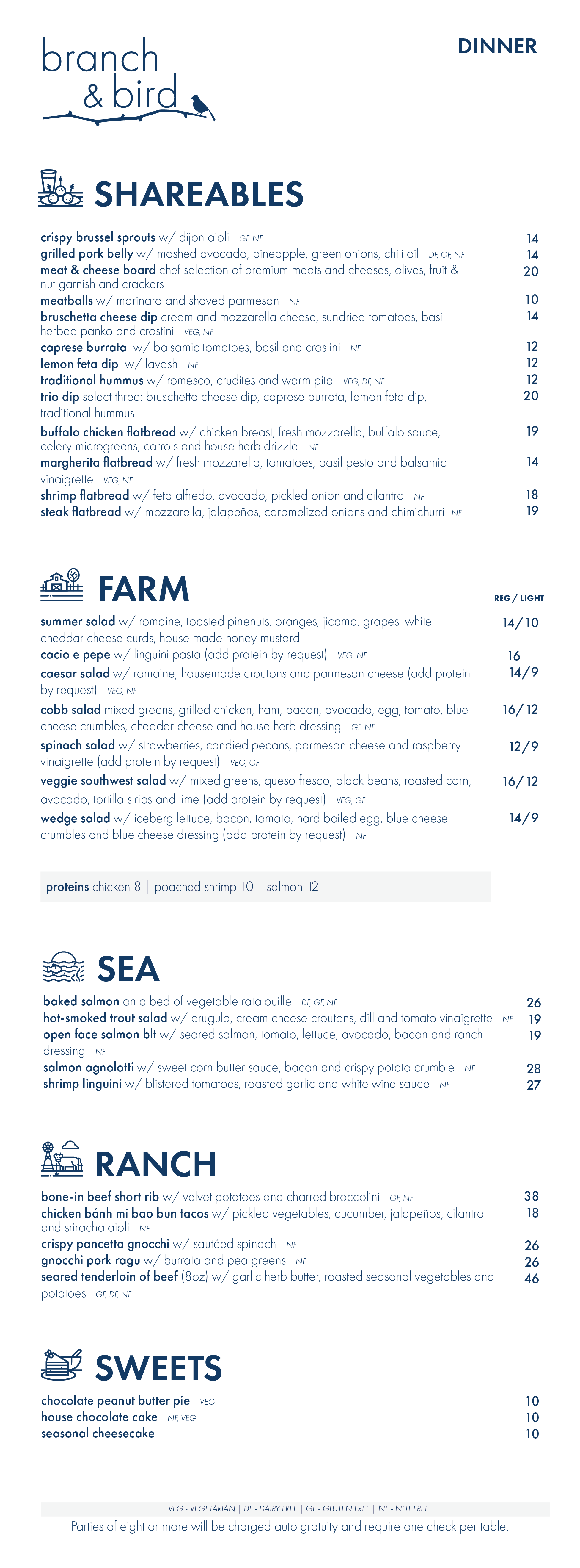 Menus – Branch & Bird