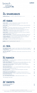 Menus – Branch & Bird