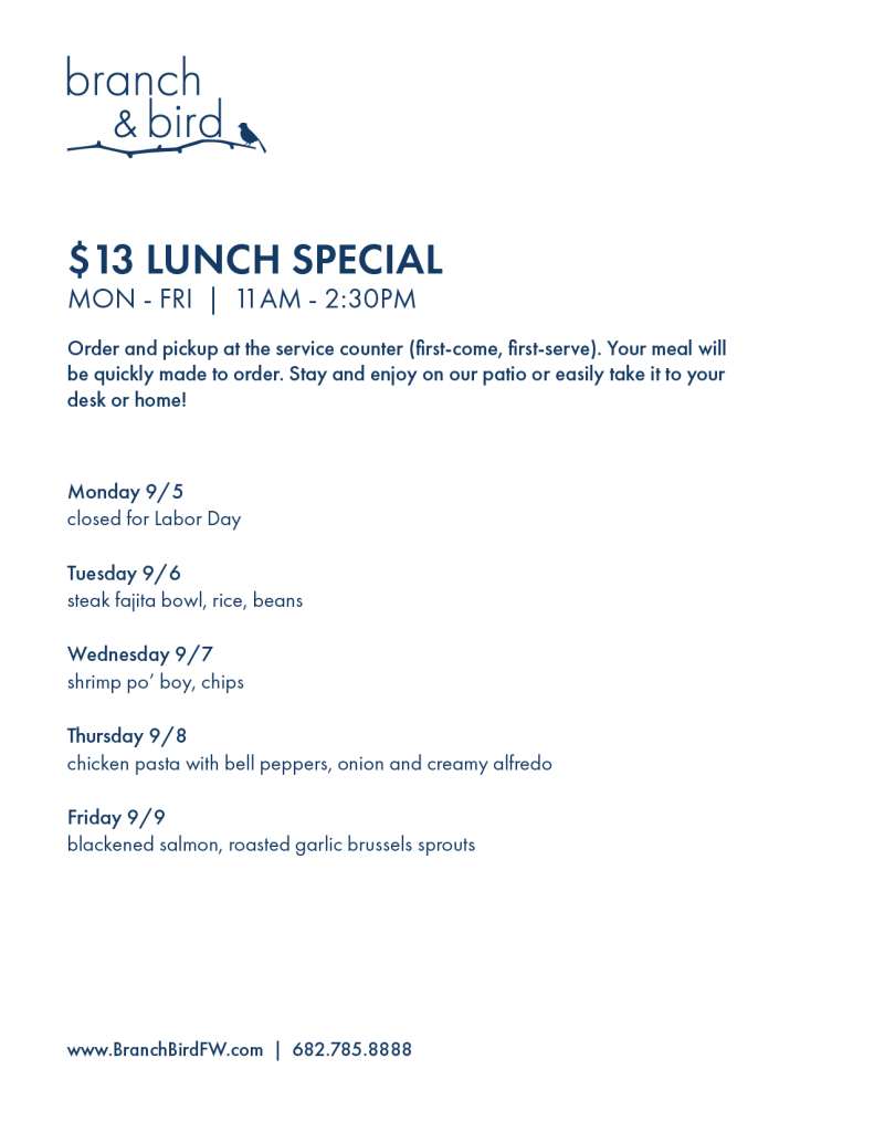 Menus – Branch & Bird