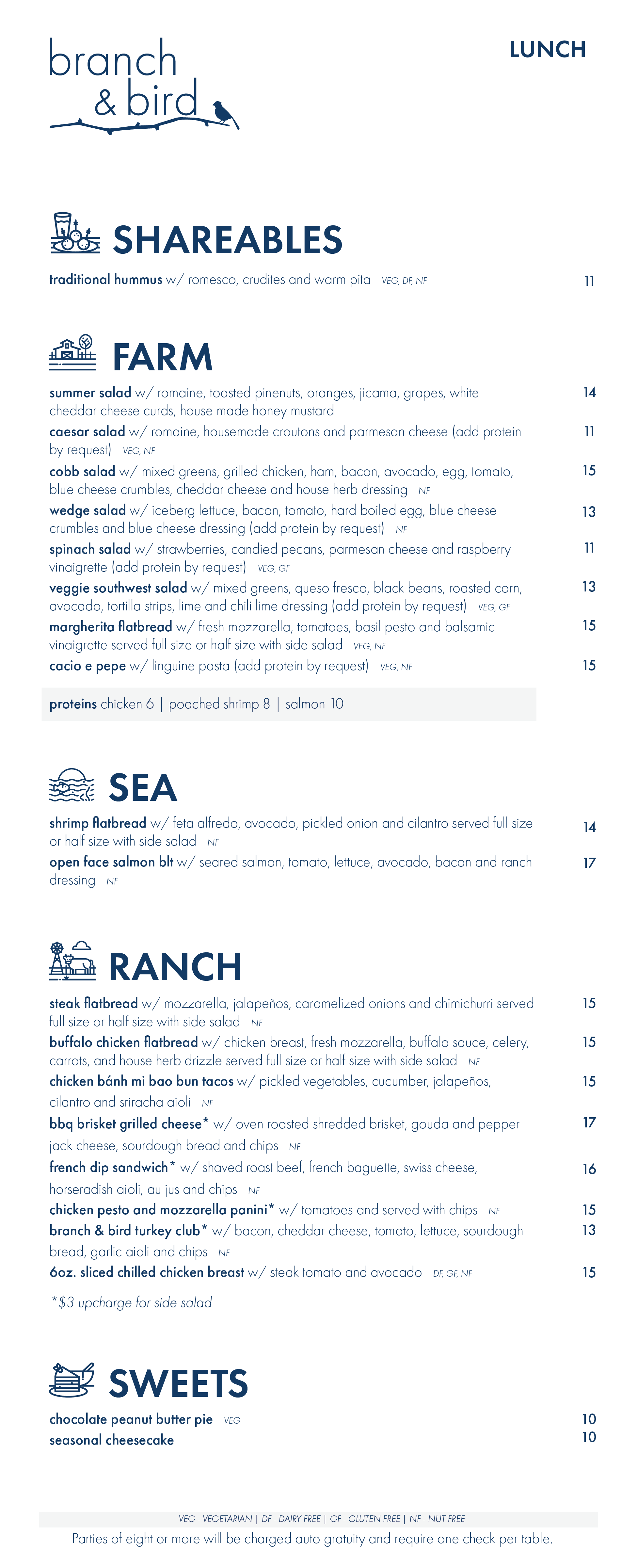 Menus – Branch & Bird