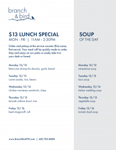 Menus – Branch & Bird